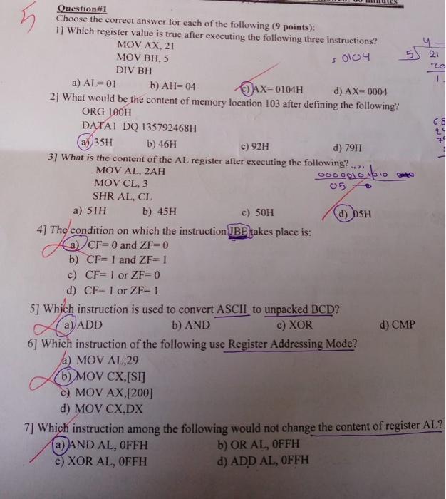 Solved Question\#1 Choose the correct answer for each of the | Chegg.com