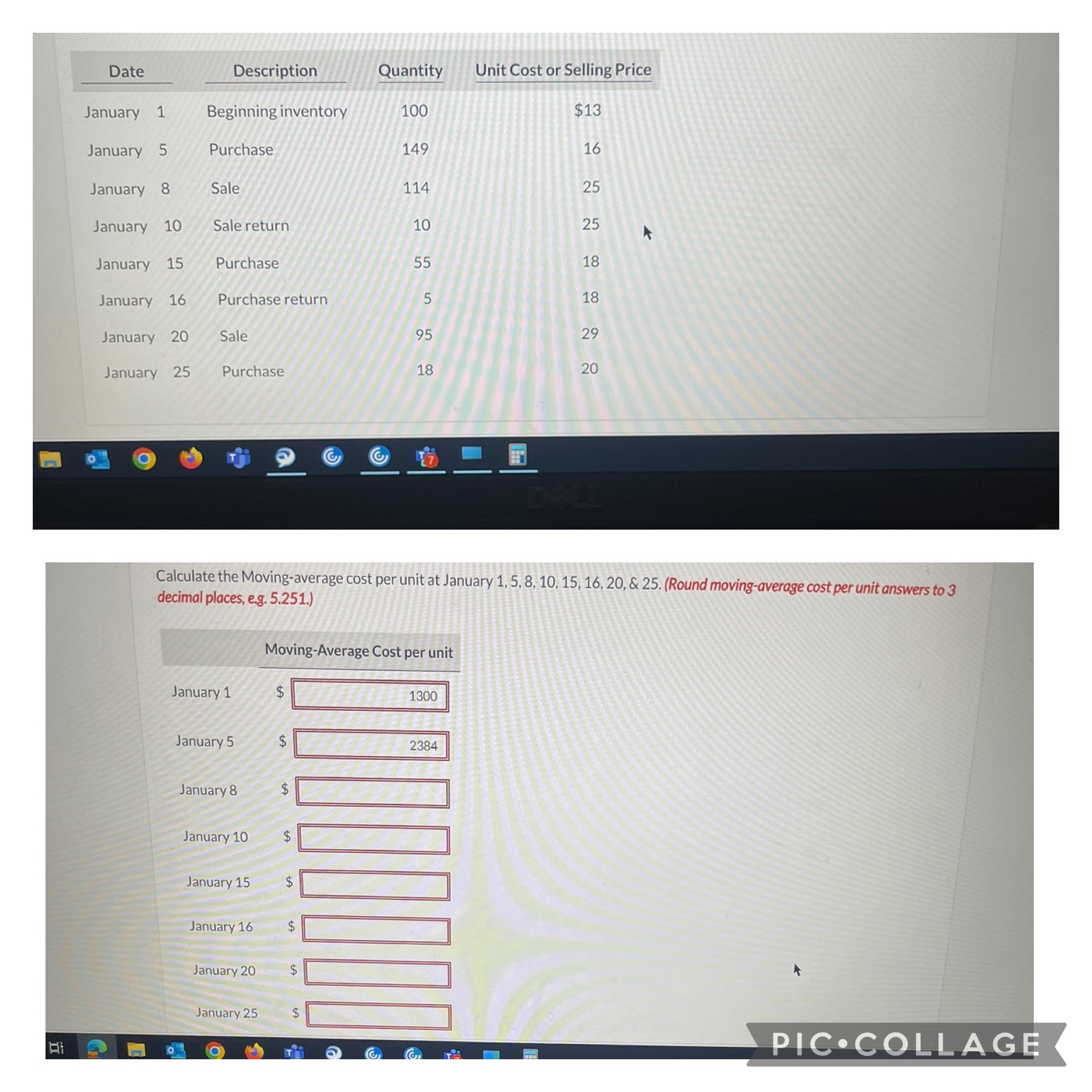 Solved \table[[Date,,Description,Quantity,Unit Cost or | Chegg.com