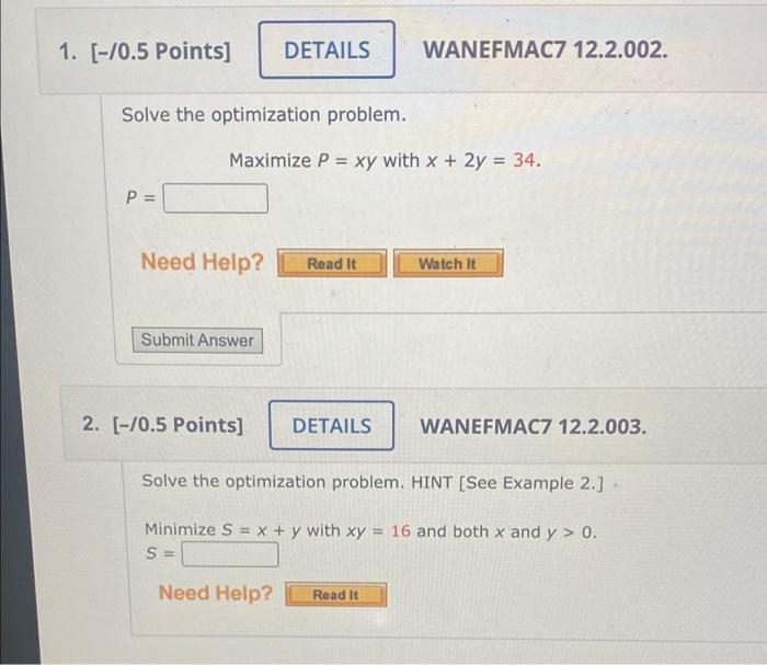 Solved 1. [-70.5 Points] DETAILS WANEFMAC7 12.2.002. Solve | Chegg.com