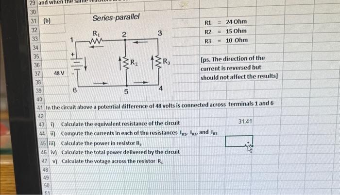 Solved Series-parallel R1 =24OhmR2=15OhmR3=10ohm [ps. The | Chegg.com