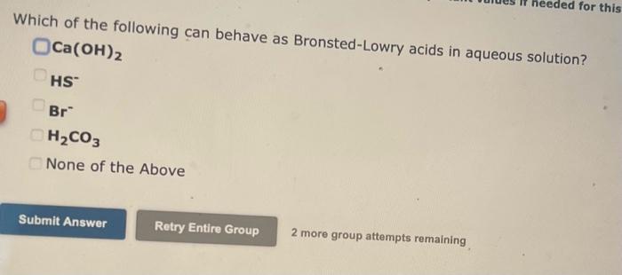 Solved Which of the following can behave as Bronsted-Lowry | Chegg.com