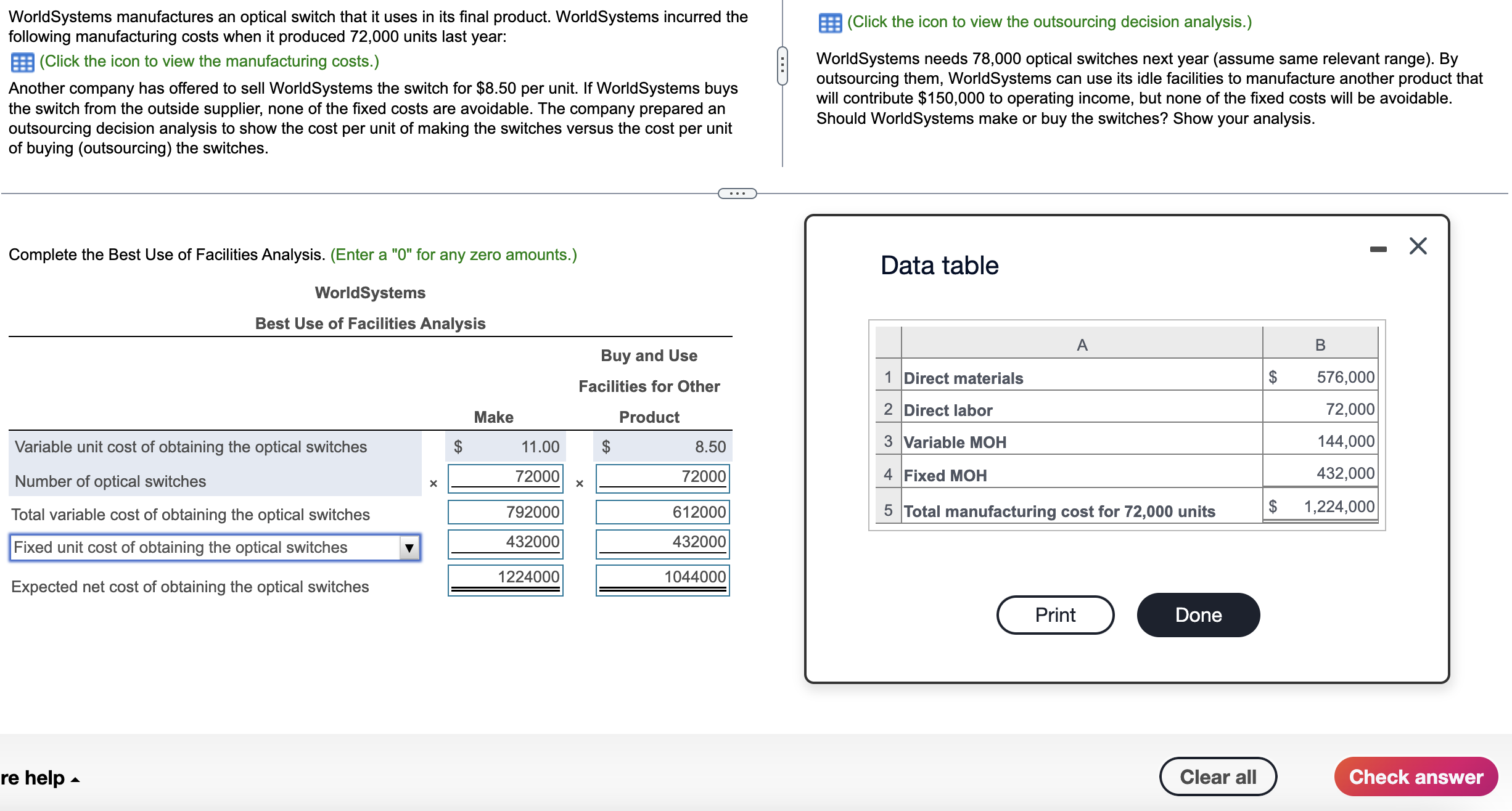 Solved WorldSystems Incremental Analysis for Outsourcing | Chegg.com