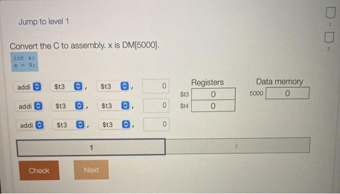 Solved Jump to level 1 Convert the C to assembly. x is | Chegg.com