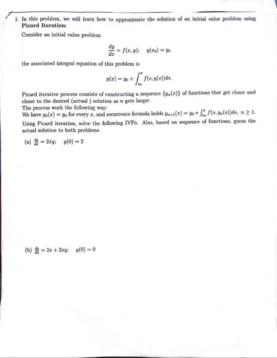 Solved 1. In this problem, we will learn how to approximate | Chegg.com