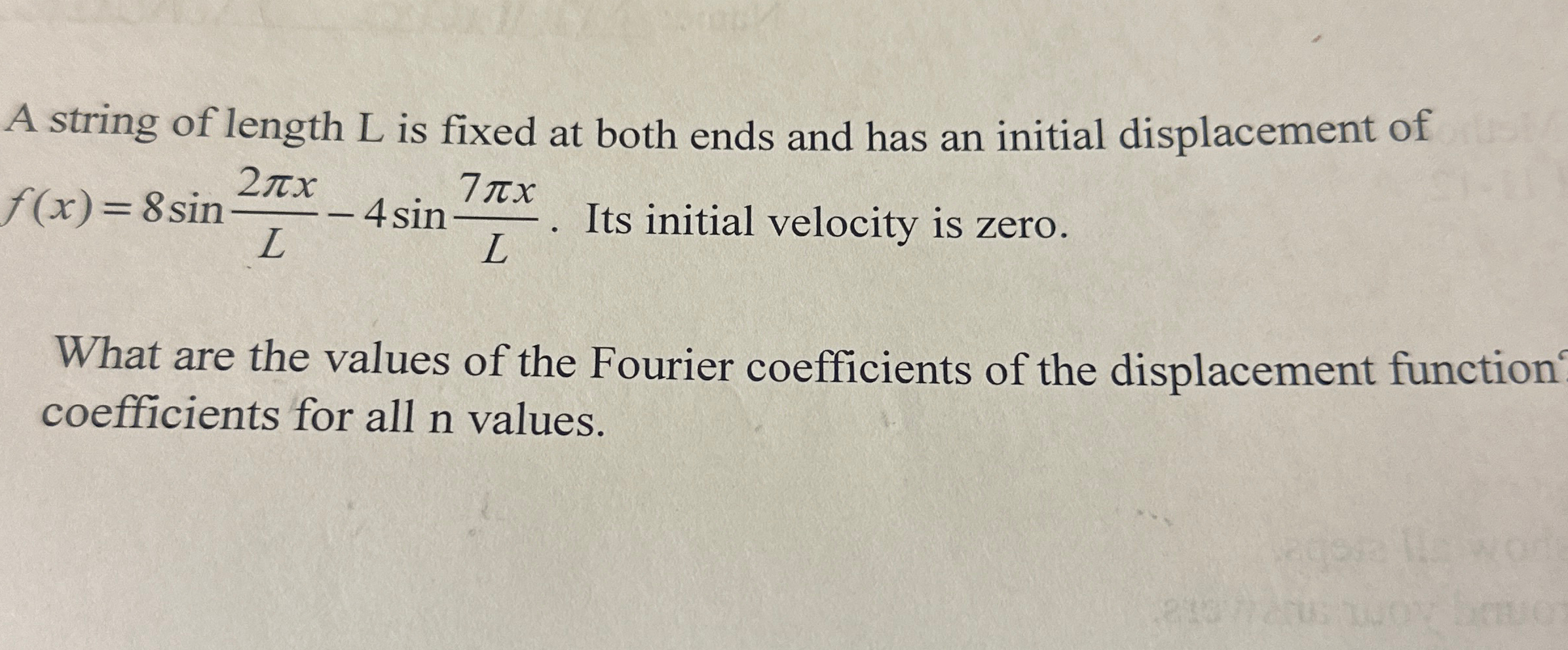 Solved A string of length L ﻿is fixed at both ends and has | Chegg.com