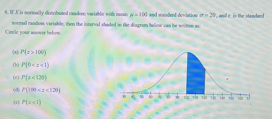 Solved 6. If X is normally distributed random variable with | Chegg.com