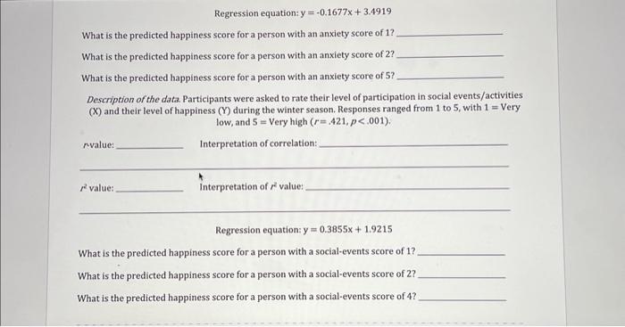 Regression equation: y=0.3224x+2.2109 What is the | Chegg.com