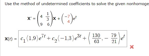 Solved Use the method of undetermined coefficients to solve | Chegg.com