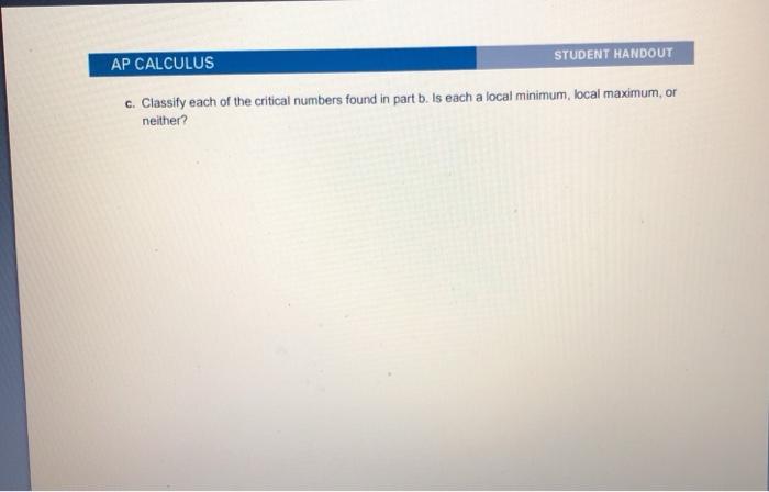 Solved AP CALCULUS STUDENT HANDOUT Analytical | Chegg.com