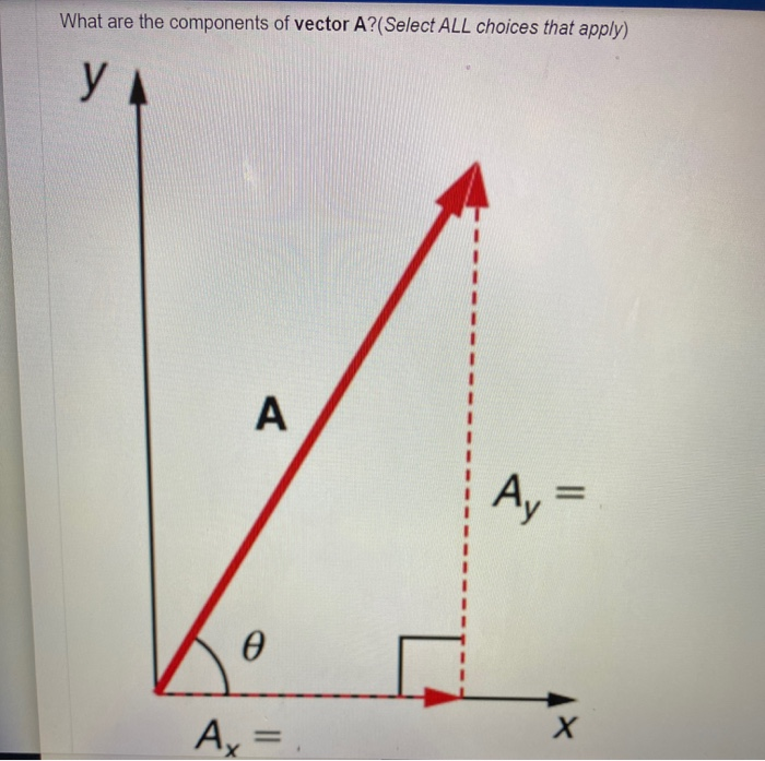 Solved What are the components of vector A?(Select ALL | Chegg.com