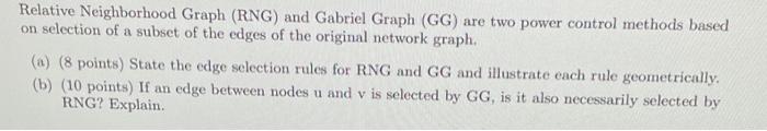 Solved Relative Neighborhood Graph (RNG) and Gabriel Graph | Chegg.com