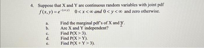 Solved Suppose that X and Y are continuous random variables | Chegg.com