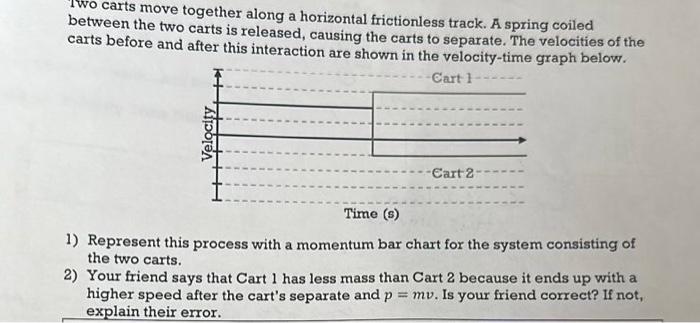 Solved carts move together along a horizontal frictionless | Chegg.com