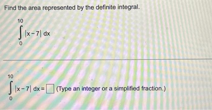 Solved Find the area represented by the definite integral. | Chegg.com