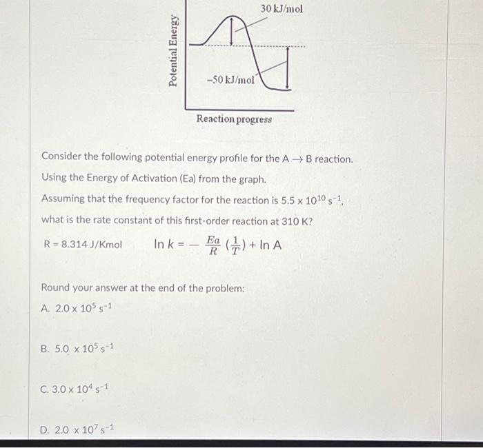 Solved Consider the following potential energy profile for | Chegg.com