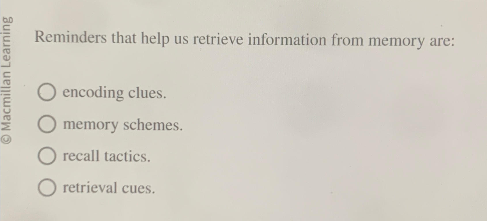 Solved Reminders that help us retrieve information from | Chegg.com