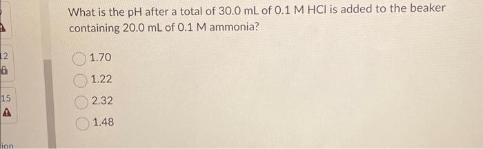 Solved What is the pH before any 0.1MHCl is added to the | Chegg.com