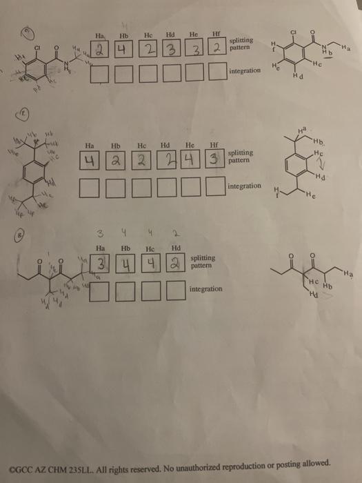 Solved For each compound below (1) Predict the splitting | Chegg.com
