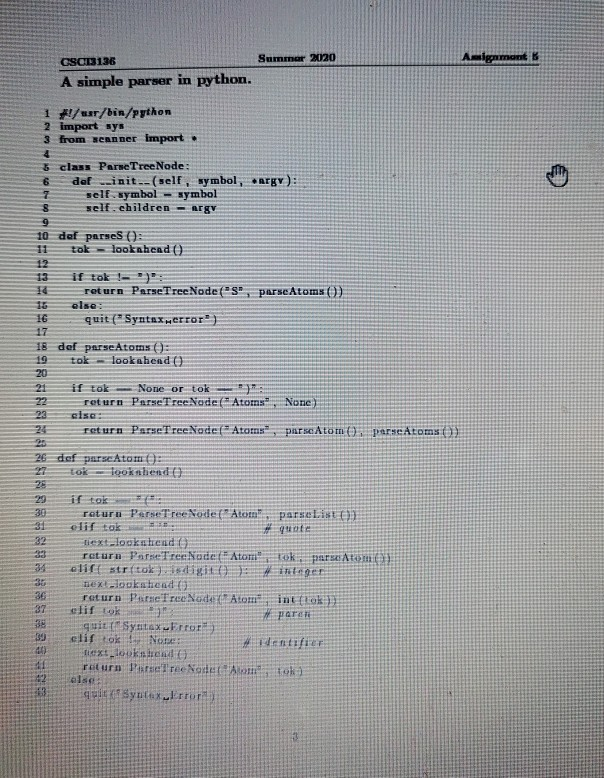 2. (10 marks] Consider the recursive descemt parser | Chegg.com