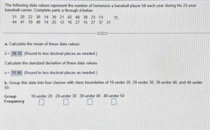 Solved The following data values represent the number of | Chegg.com
