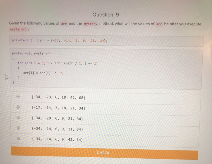 Solved Question 9 Given The Following Values Of Arr And The 2761