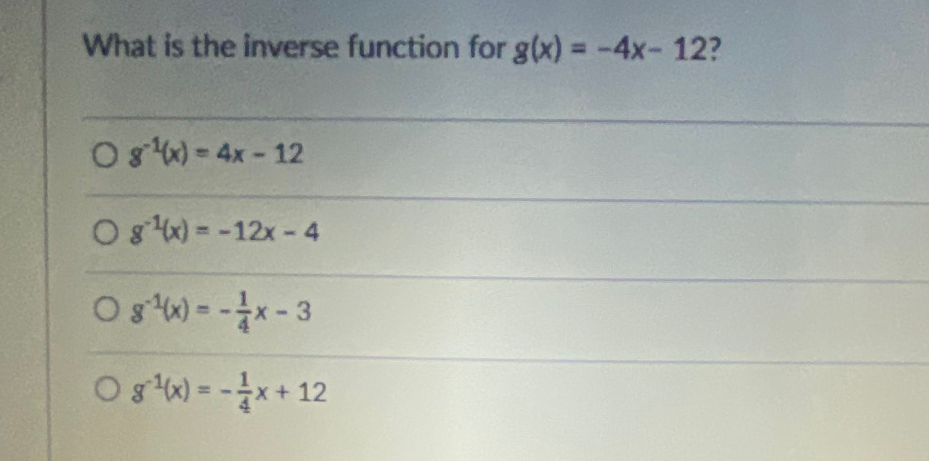 Solved What is the inverse function for | Chegg.com