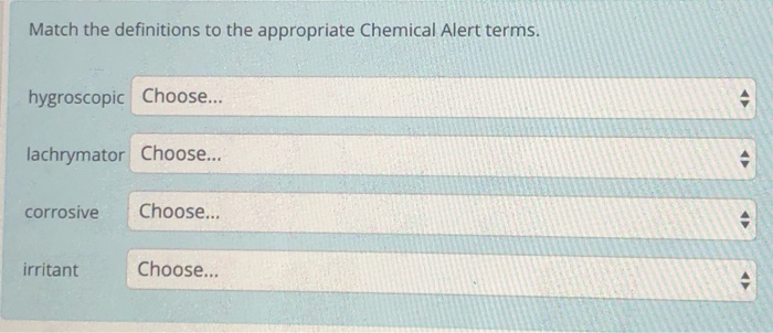 Solved Match the definitions to the appropriate Chemical | Chegg.com