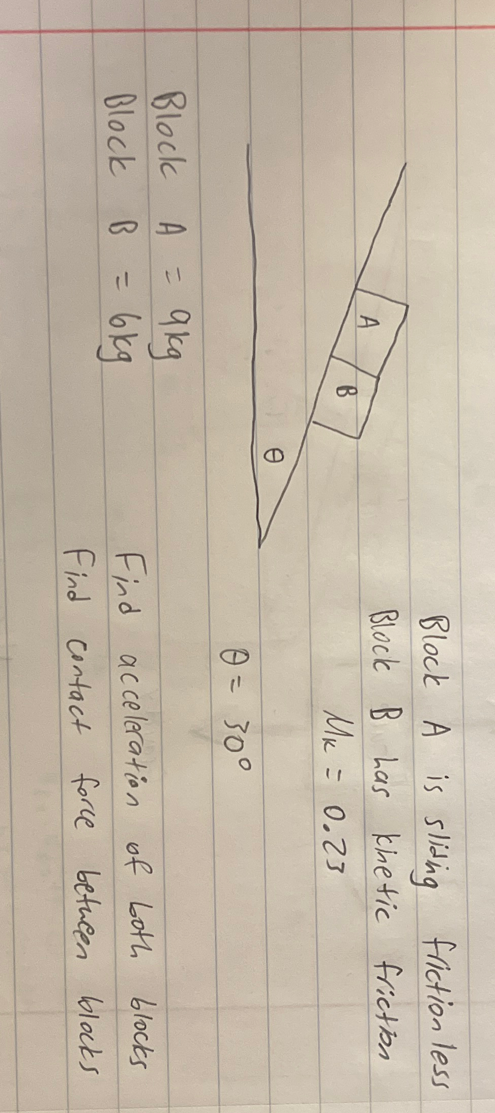 Solved Block A ﻿is sliding frictionless Block B has kinetic | Chegg.com