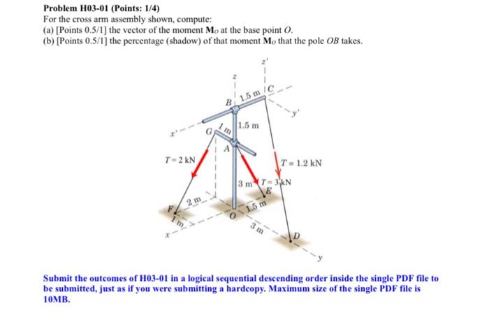 Solved Problem H03-01 (Points: 1/4) For the cross arm | Chegg.com
