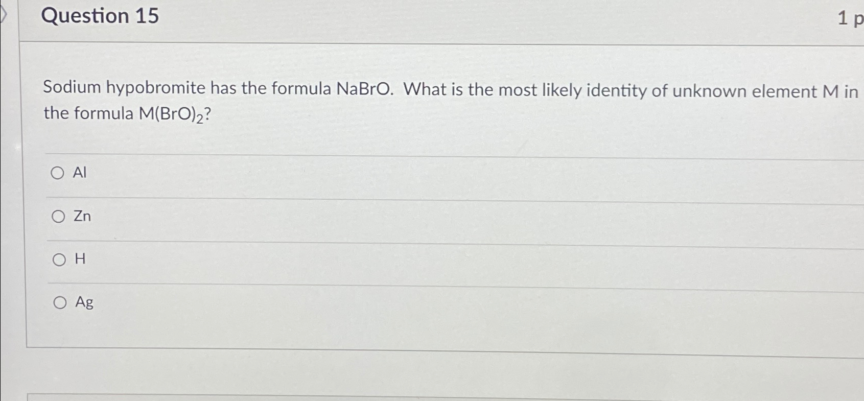 Solved Question 151pSodium hypobromite has the formula | Chegg.com