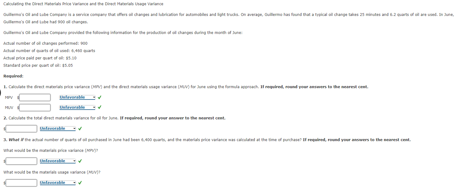 Solved Calculating the Direct Materials Price Variance and | Chegg.com