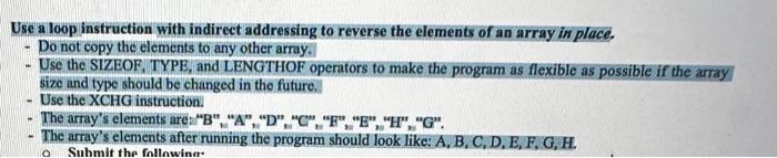 Solved Use a loop instruction with indirect addressing to | Chegg.com