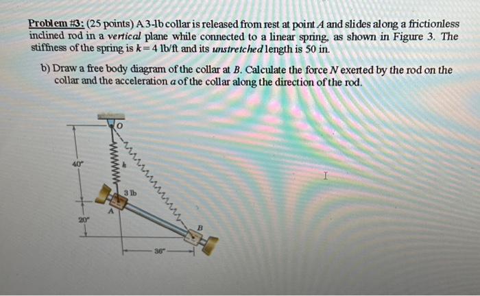 Solved Problem #3 : (25 points) A 3-lb collar is released | Chegg.com