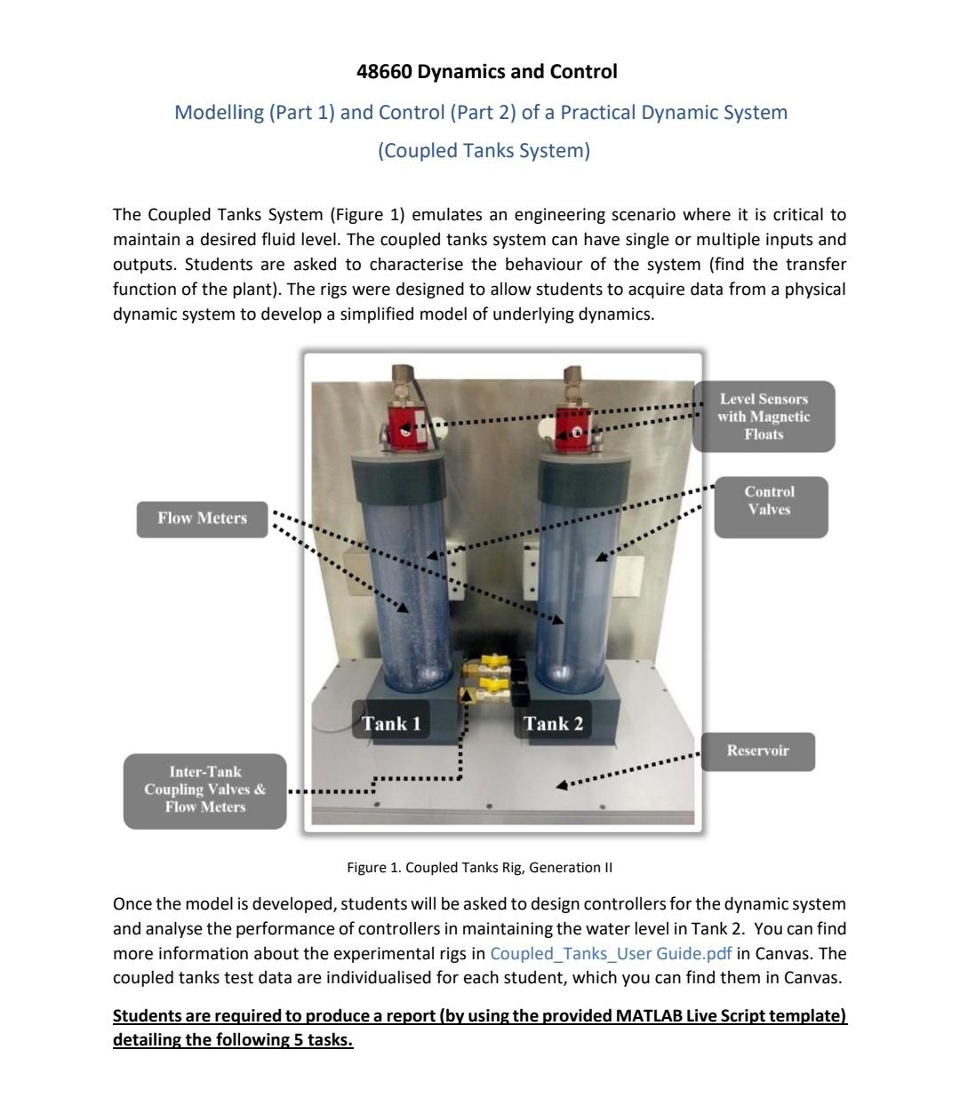 The Coupled Tanks System (Figure 1) emulates an | Chegg.com