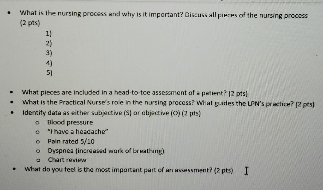 Solved What is the nursing process and why is it important? | Chegg.com