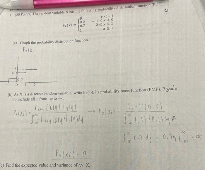 4. (20 Points) The random variable X has the | Chegg.com