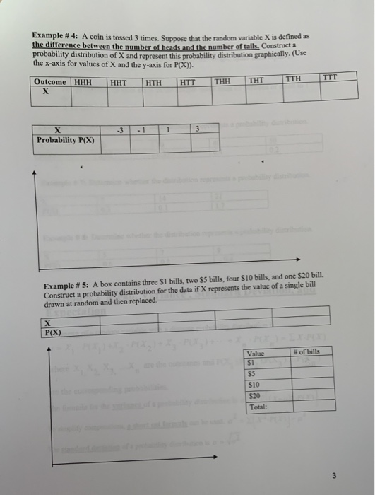 Solved Example #4: A coin is tossed 3 times. Suppose that | Chegg.com