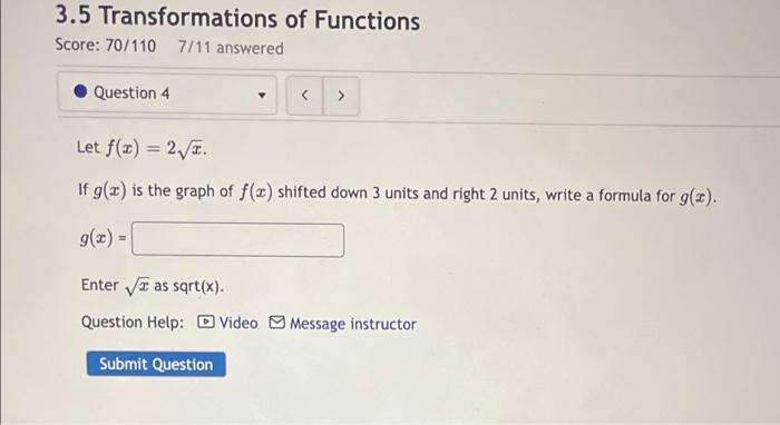 Solved 3.5 Transformations of Functions Score: 70/110 7/11 | Chegg.com