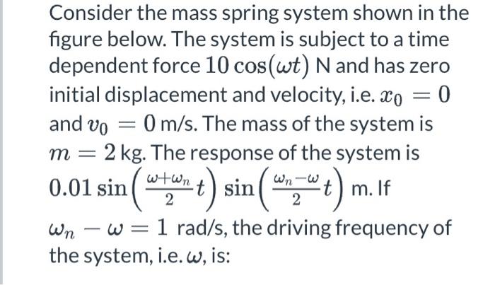 Solved Consider the mass spring system shown in the figure | Chegg.com