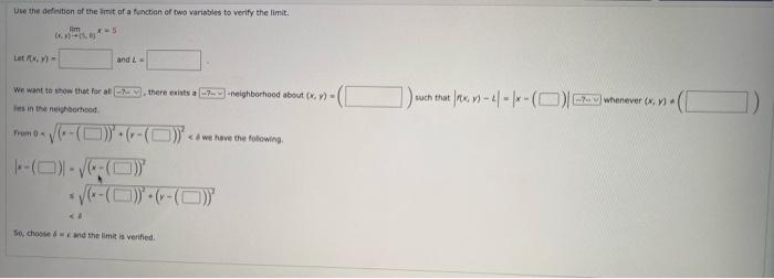 Solved Wse the definition of the limit of a function of two | Chegg.com