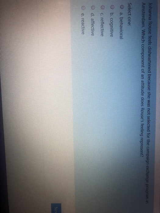 Solved Johanna Rouse feels disheartened because she was not | Chegg.com