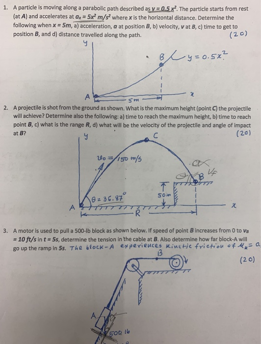 Solved A particle is moving along a parabolic path described | Chegg.com