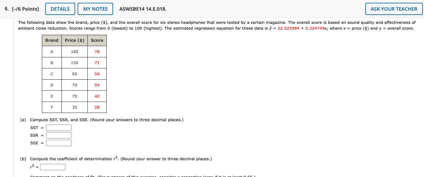 Solved The following data show the brand, price ( ﻿$ ), ﻿and | Chegg.com