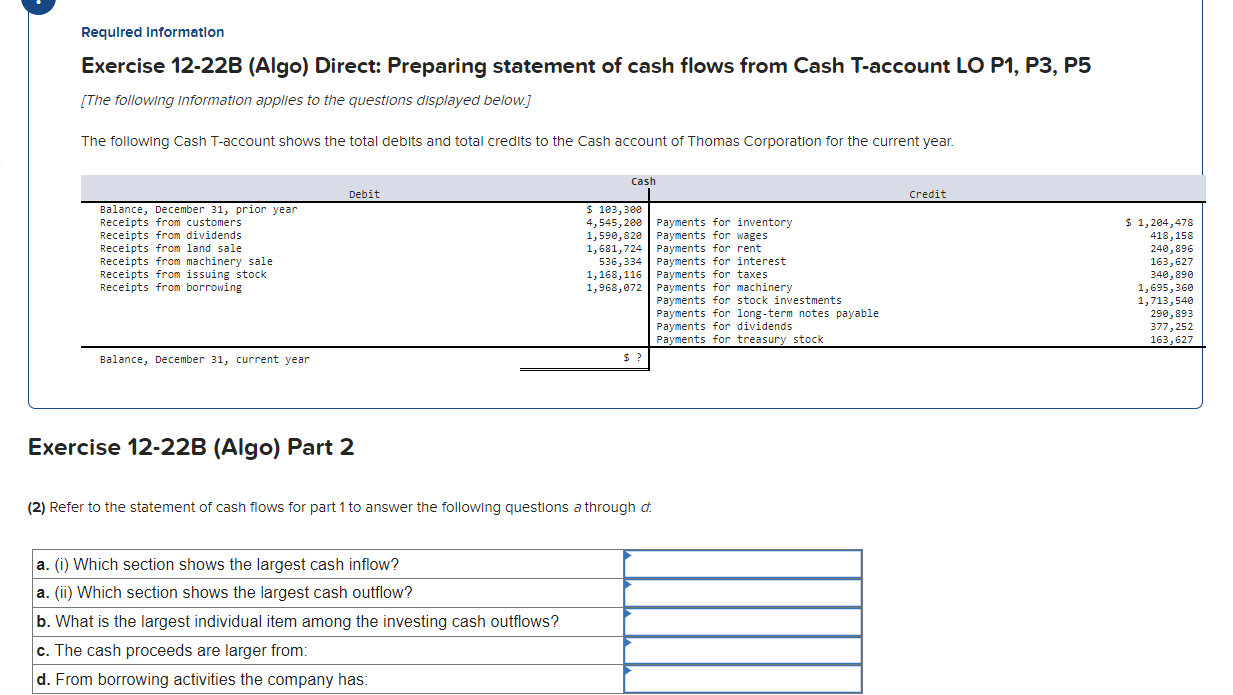 Solved Required InformationExercise 12-22B (Algo) ﻿Direct: | Chegg.com