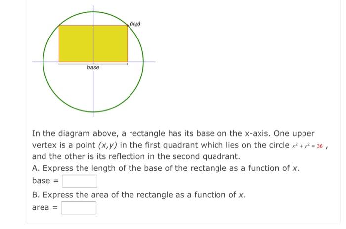 Solved base In the diagram above, a rectangle has its base | Chegg.com