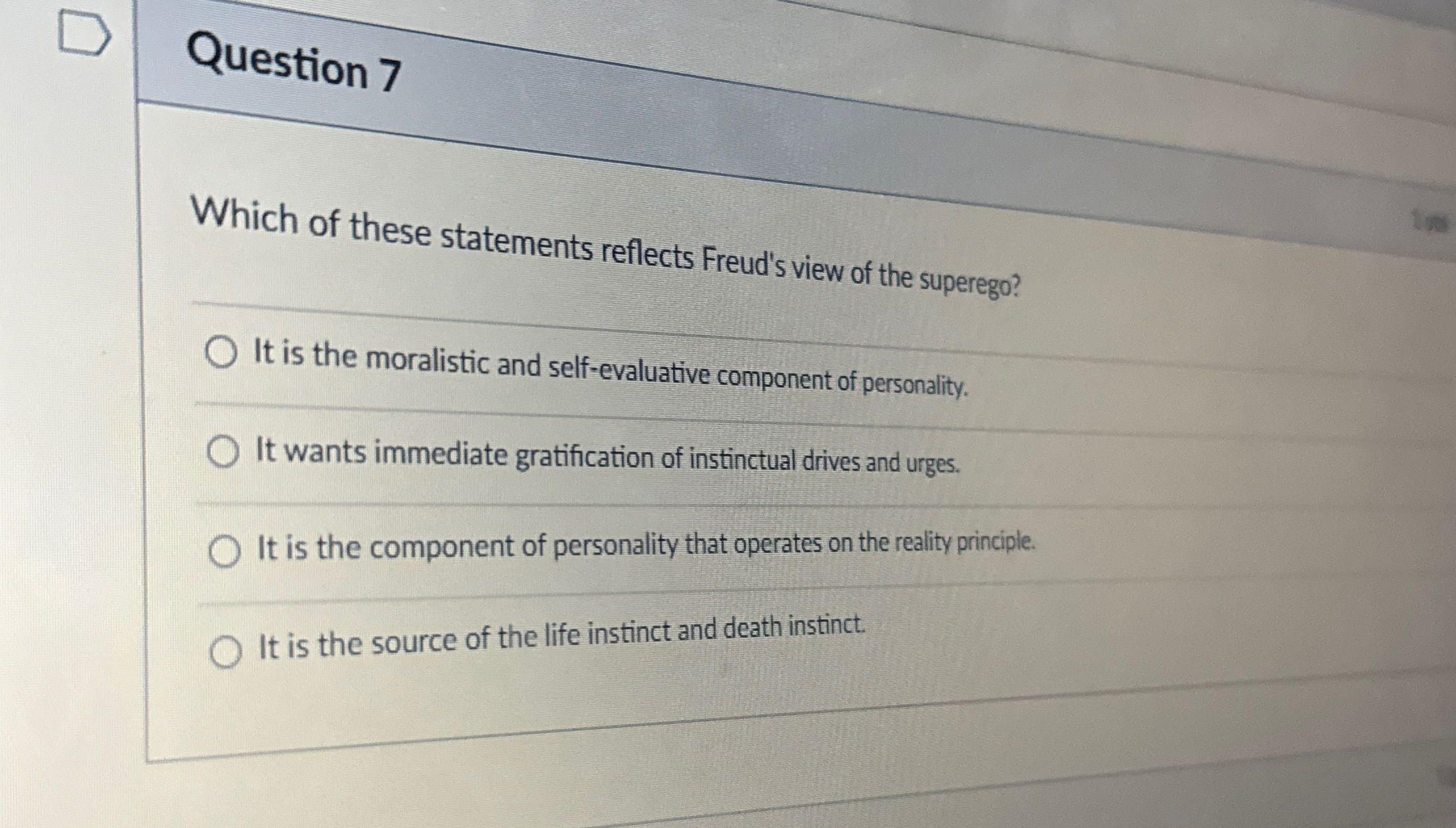 Solved Question 7Which of these statements reflects Freud's | Chegg.com