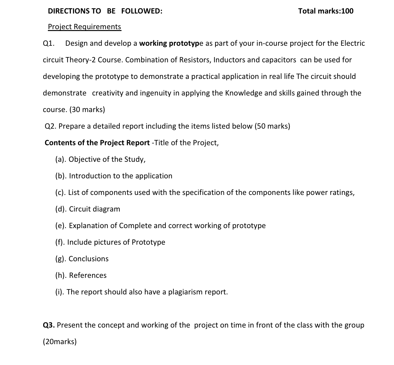 Solved DIRECTIONS TO BE FOLLOWED:Total marks:100Project | Chegg.com