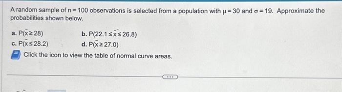 Solved A random sample of n=100 observations is selected | Chegg.com
