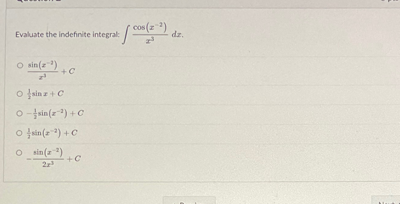 Solved Evaluate the indefinite integral: | Chegg.com