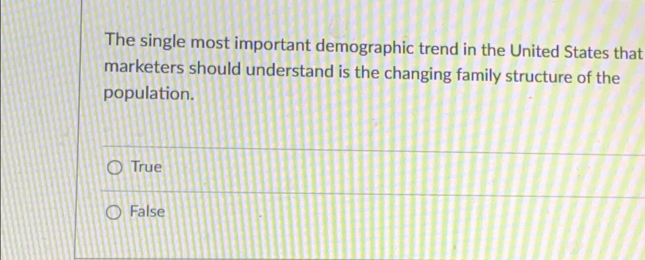 Solved The single most important demographic trend in the | Chegg.com